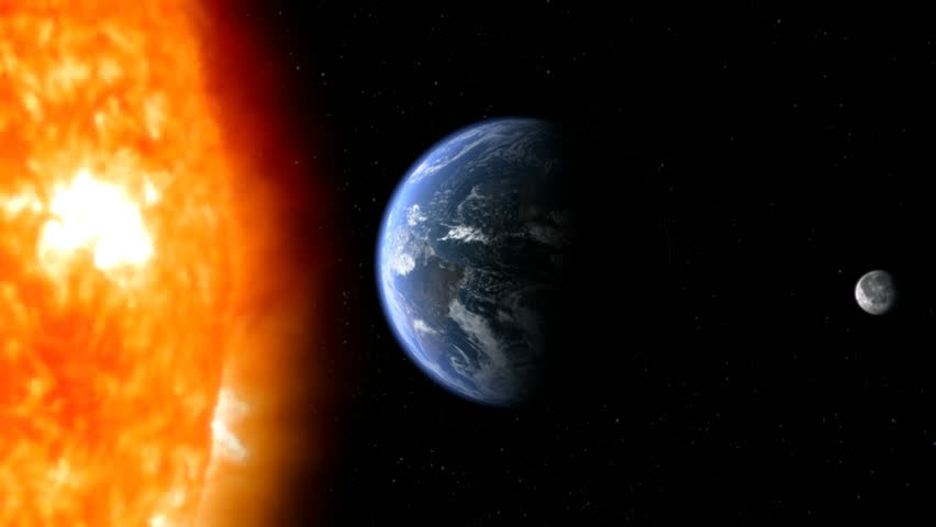 Planet Earth With Moon And Sun In Space Stock Footage Video 1567747 ...