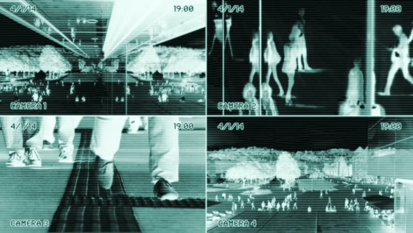 Split Screen Security Camera View. Observation Supervision Surveillance ...