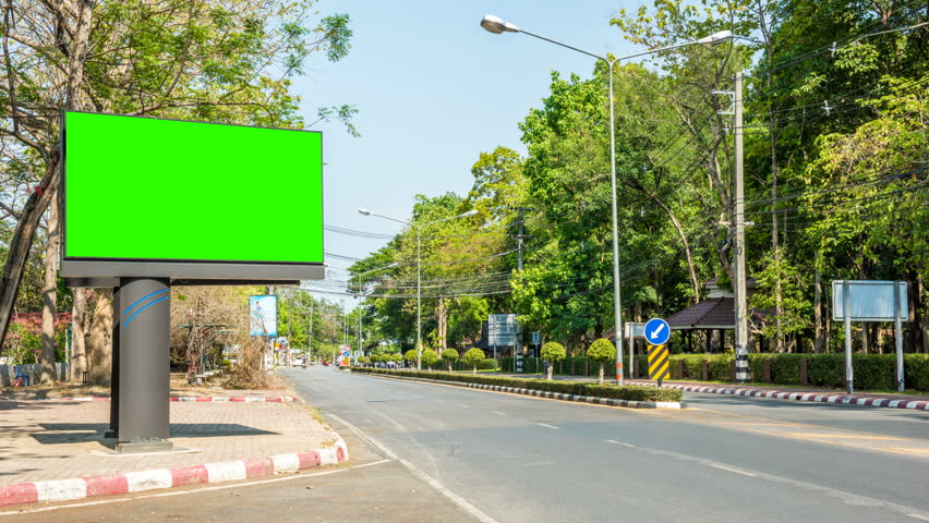 Billboard&television On A Building - Green Screen - Street With People ...