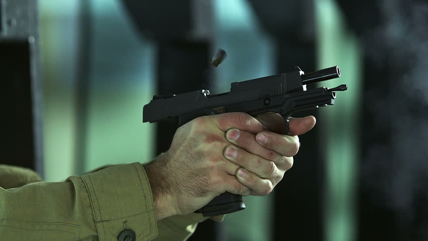 AK-47 Being Shot. Slow Motion Cinematic AK47. Casing Leaving Chamber In ...