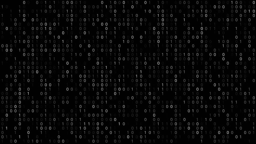 Runned Blinked Binary Code Black Screen With Gray White Cypher Stock ...