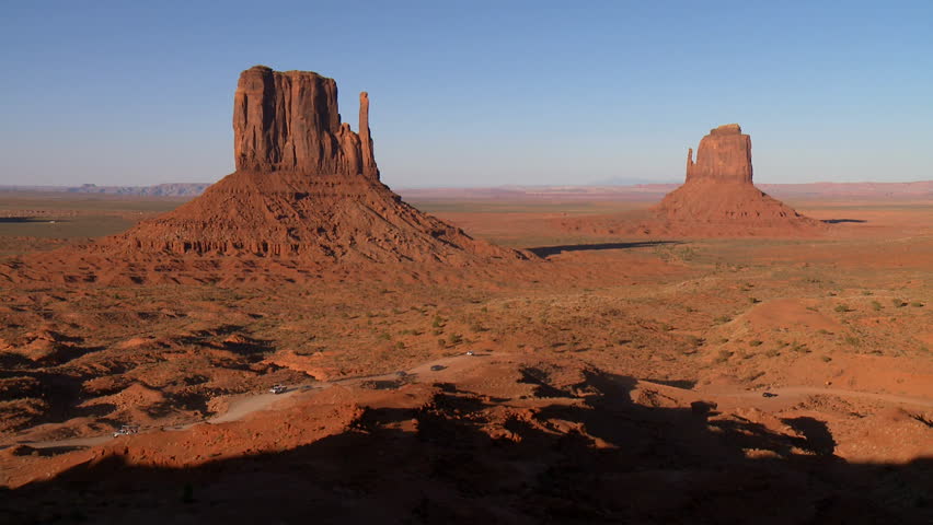Famous Mittens Rock Formations In Monument Valley. Stock Footage Video ...