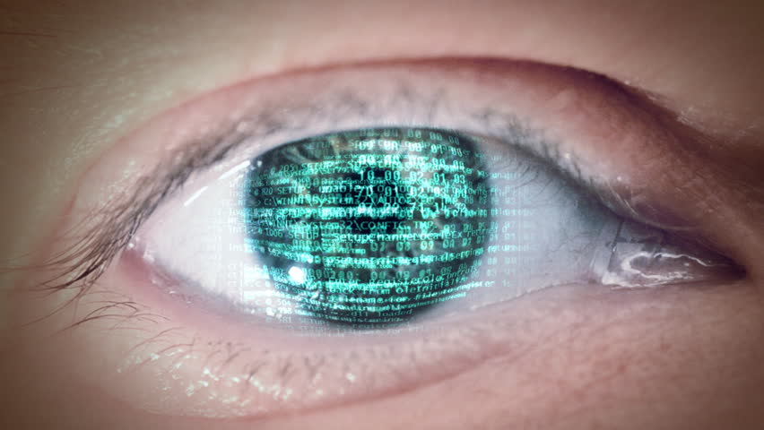 Eye With Digital Scrolling On Iris. Loop. Stock Footage Video 1906993 ...