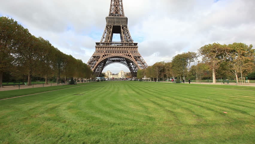 The Eiffel Tower In Paris Shot From Ground Level Stock Footage Video ...