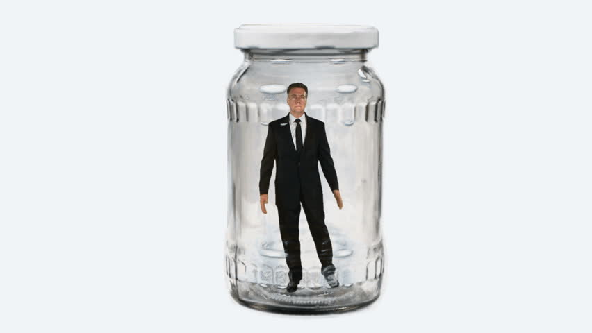 Businessman Inside A Jar, Isolated Over White Stock Footage Video ...