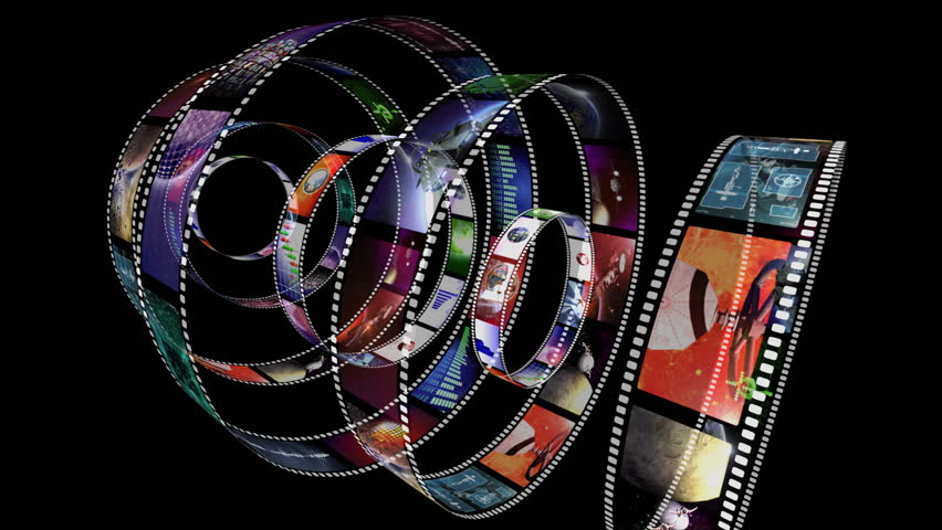Animation Of Rotating Film Reels With A Variety Of Clips Stock Footage ...