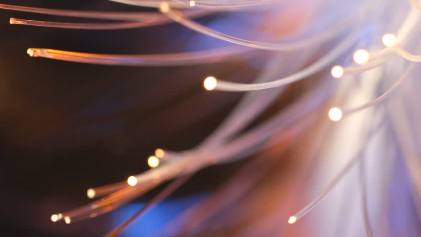 Brightly Lit Fiber Optic Cables. Light Transmission Through Fiber Optic ...