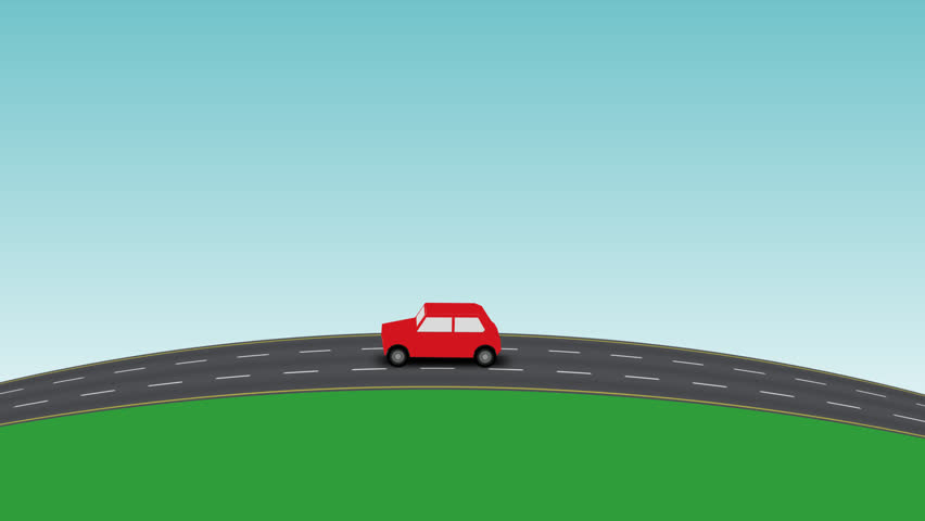 Loopable Color Animation Following A Red Car As It Travels Along The ...
