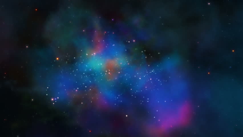 Looping Animation Of An Outer Space Smoky Nebula With Moving Rays ...