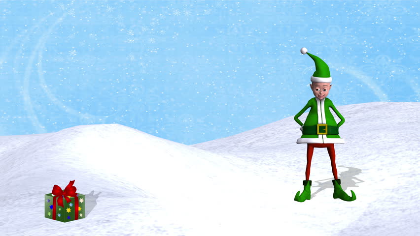 Dancing Elf With Jump In Snow Green & Red Attired Elf Dances Ballet ...
