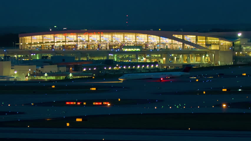 Atlanta Airport International Terminal Seen From The Air Field During ...