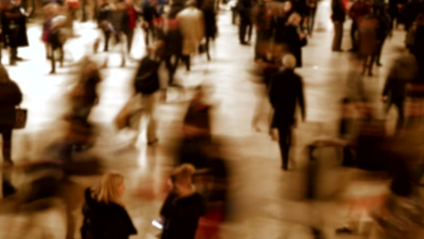 People Rushing To Work. Hectic Persons Moving Fast. Commuters ...