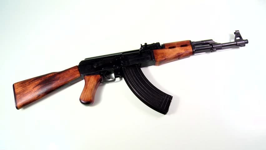 AK 47 Kalashnikov 1947, Beauty-shot Close-up On White Background With A ...