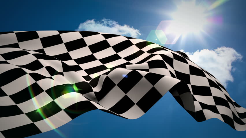Digital Animation Of Checkered Flag Against Blue Sky Stock Footage ...