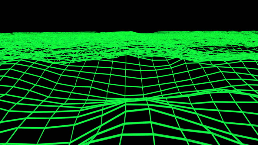 Green Floating Wireframe. (loop Ready Animation With Luma Mask) Stock ...